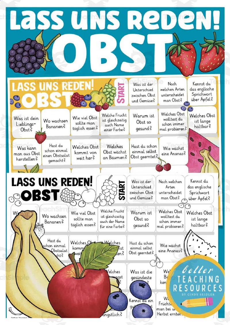 German: Let's Talk About Fruit Board Game by Teach Simple