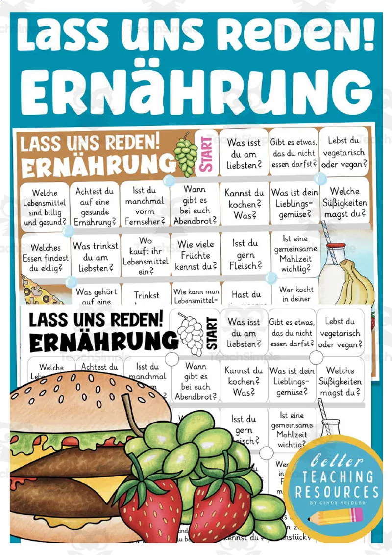 German: Let's Talk About Nourishment Board Game by Teach Simple