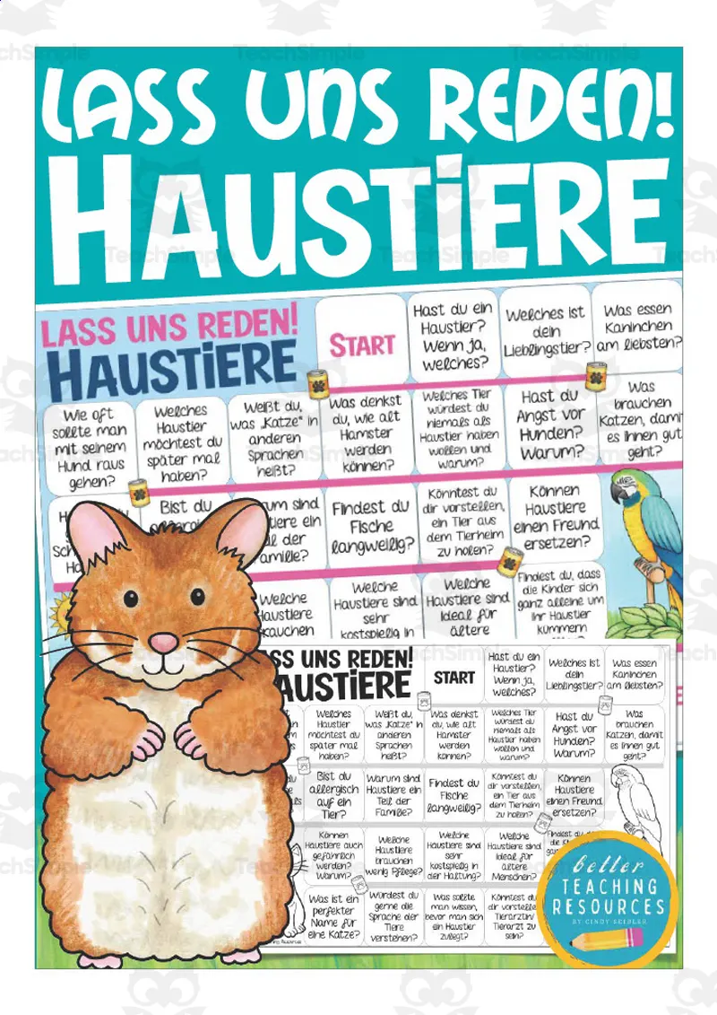 German: Let's Talk About Pets Board Game by Teach Simple