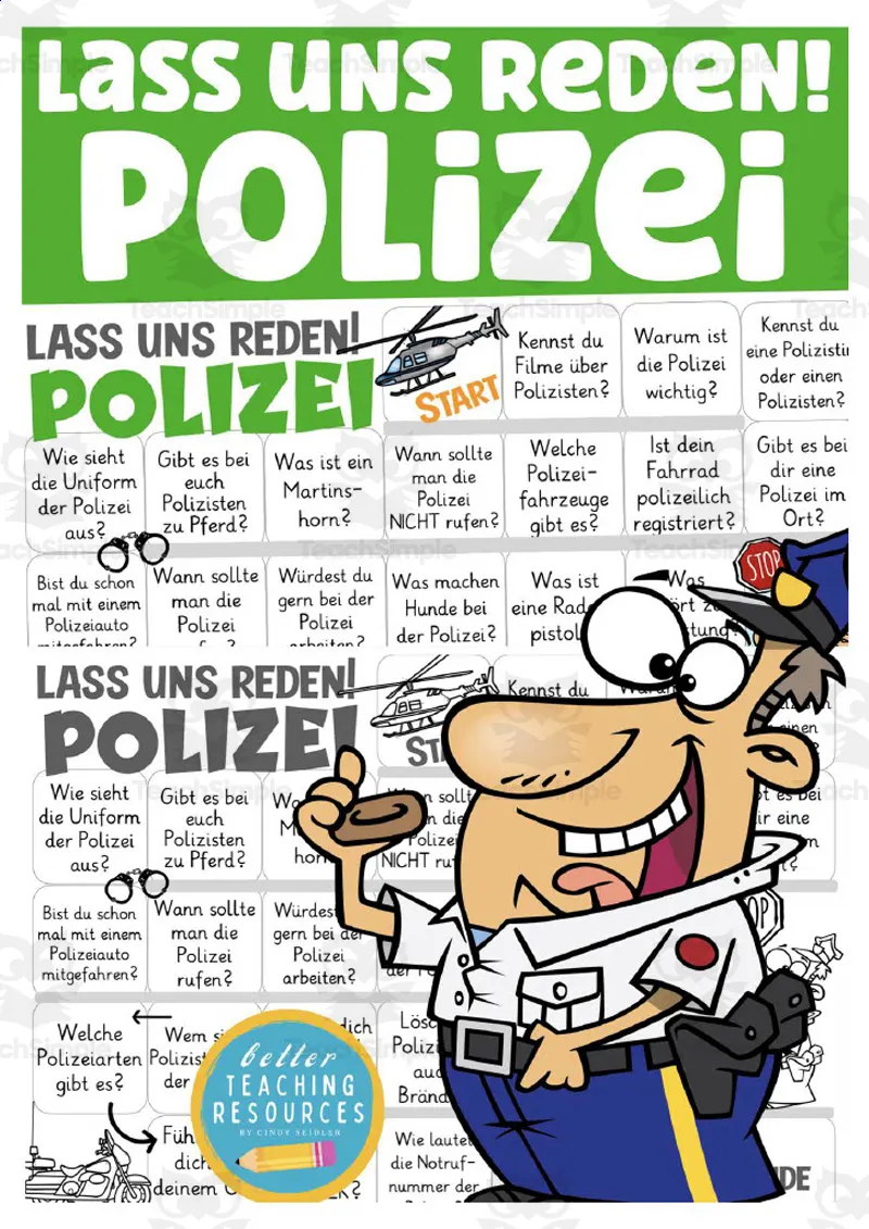 German: Let's Talk About Police Board Game by Teach Simple