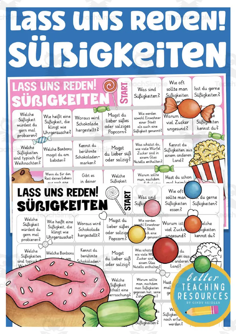 German: Let's Talk About Sweets Board Game by Teach Simple