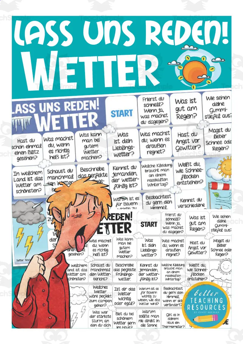 German: Let's Talk About Weather Board Game by Teach Simple