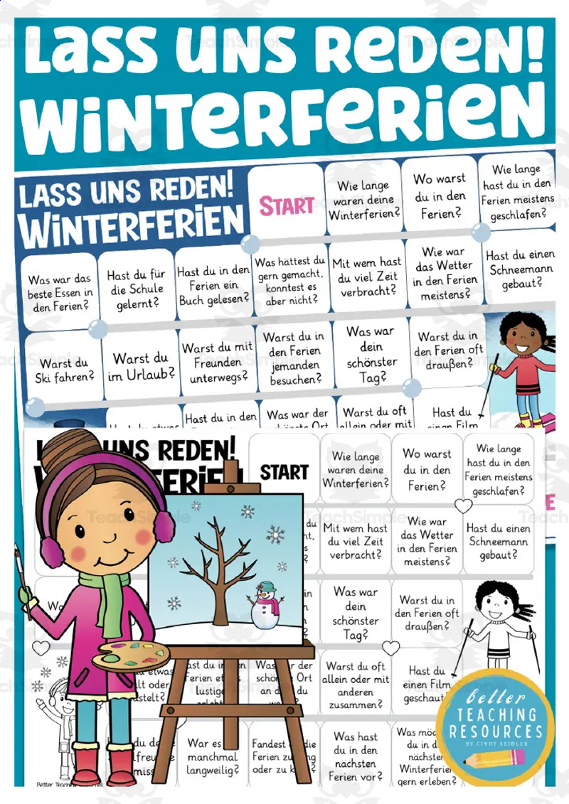 German: Let's Talk About Winter Holidays Board Game by Teach Simple