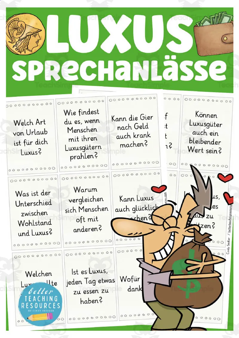 German: Luxury Theme Speaking Card Set by Teach Simple