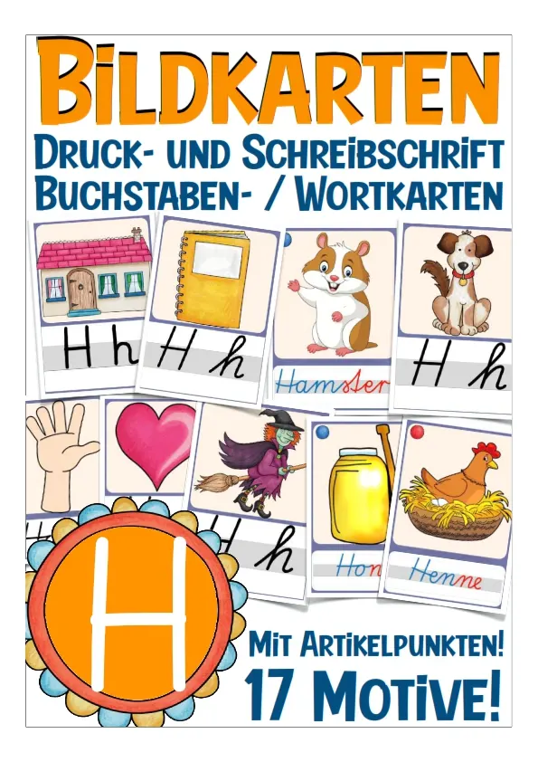 German Picture Cards: Letter H by Teach Simple