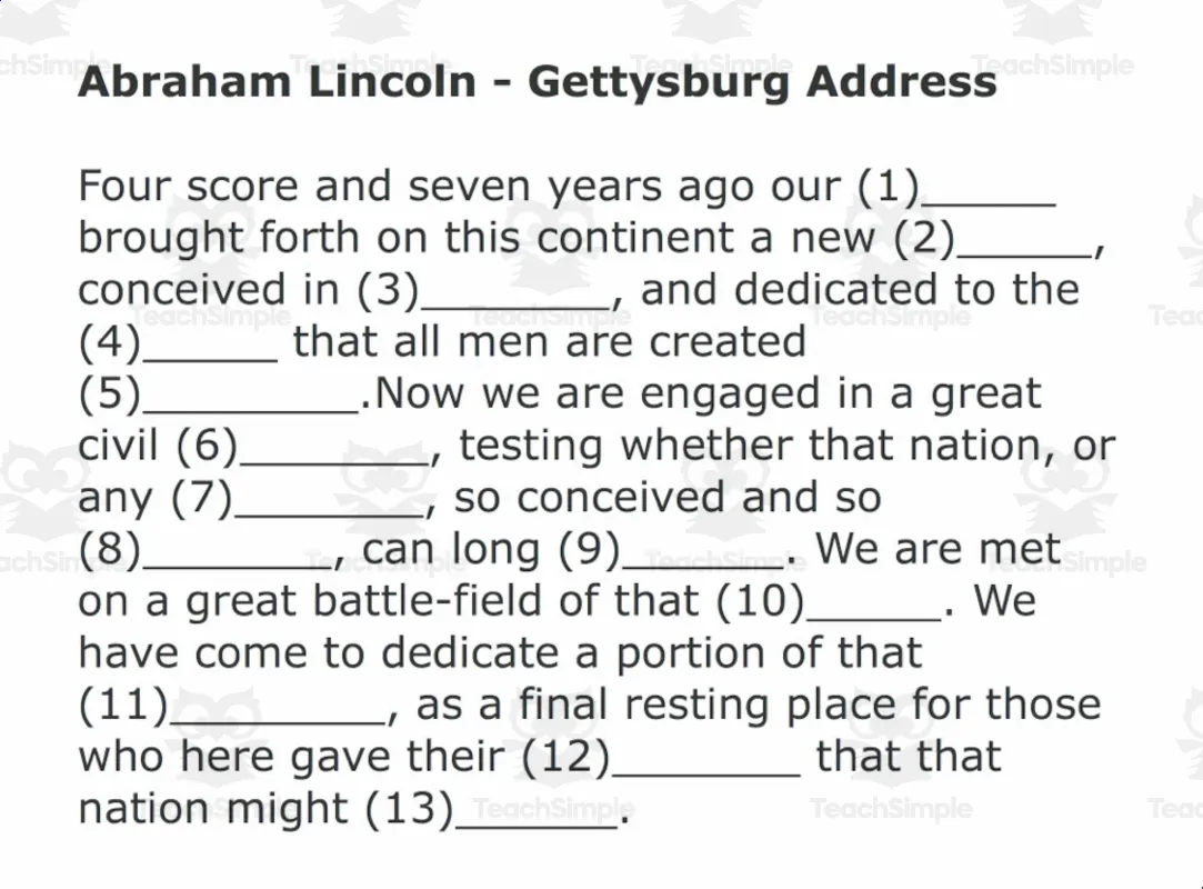 Gettysburg Address Song by Teach Simple