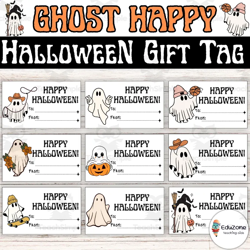 Ghostly Happy Halloween Gift Tag: Spooky and Fun Classroom Celebration ...
