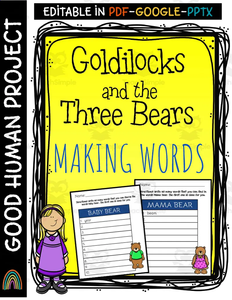 Goldilocks and the Three Bears | Making Words by Teach Simple