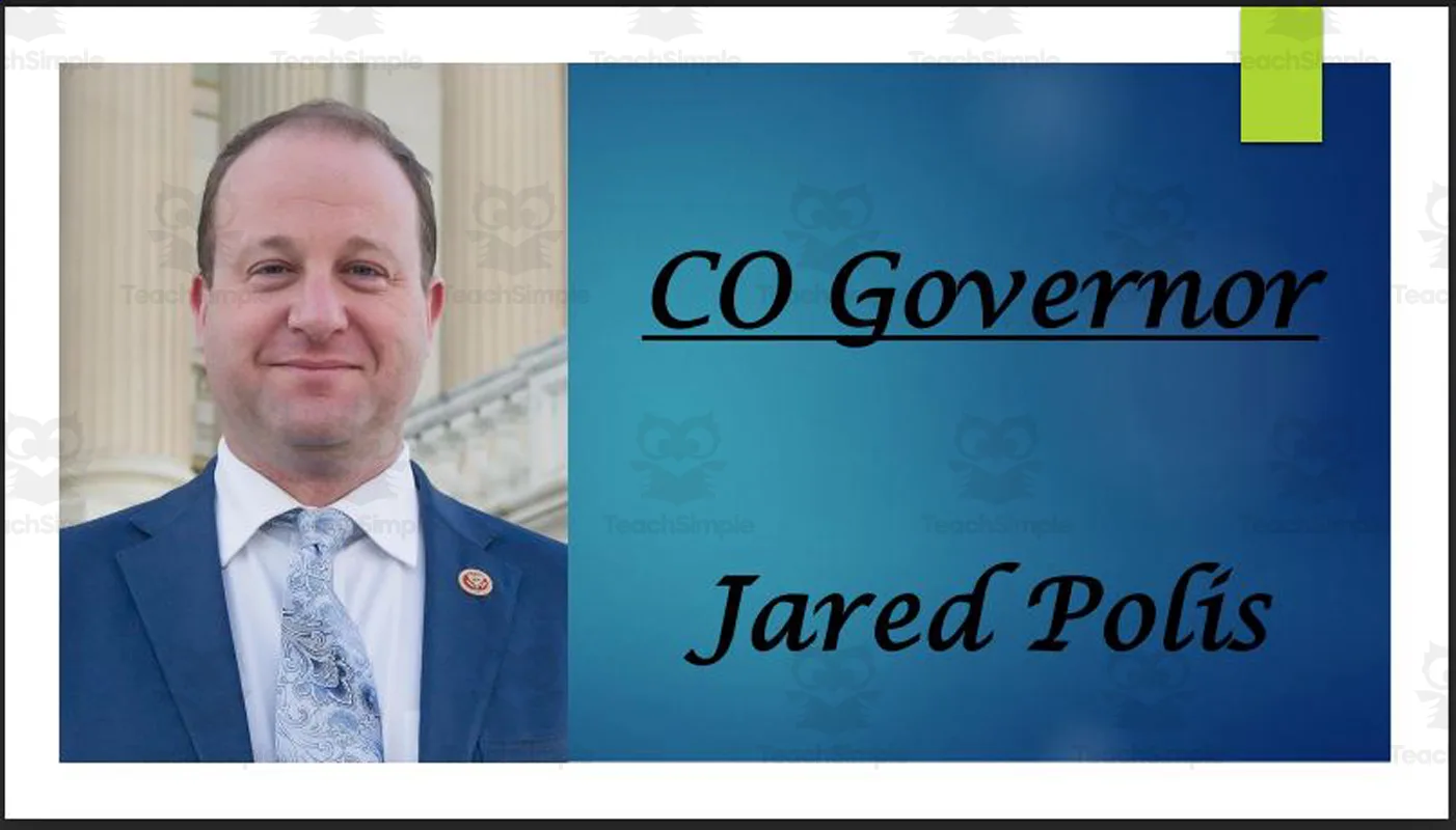 Governor Jared Polis (CO) Biography PowerPoint by Teach Simple
