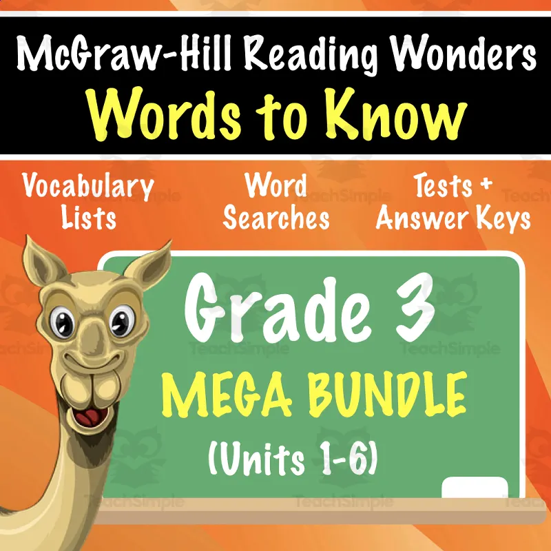 Grade 3 McGraw-Hill Reading Wonders Words to Know - COMPLETE SET by ...
