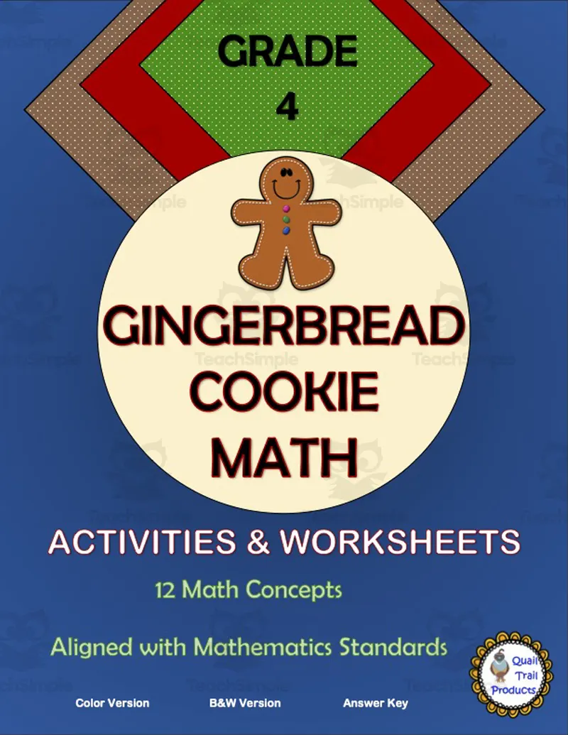 Grade 4 Gingerbread Cookie Math Worksheets and Activities by Teach Simple