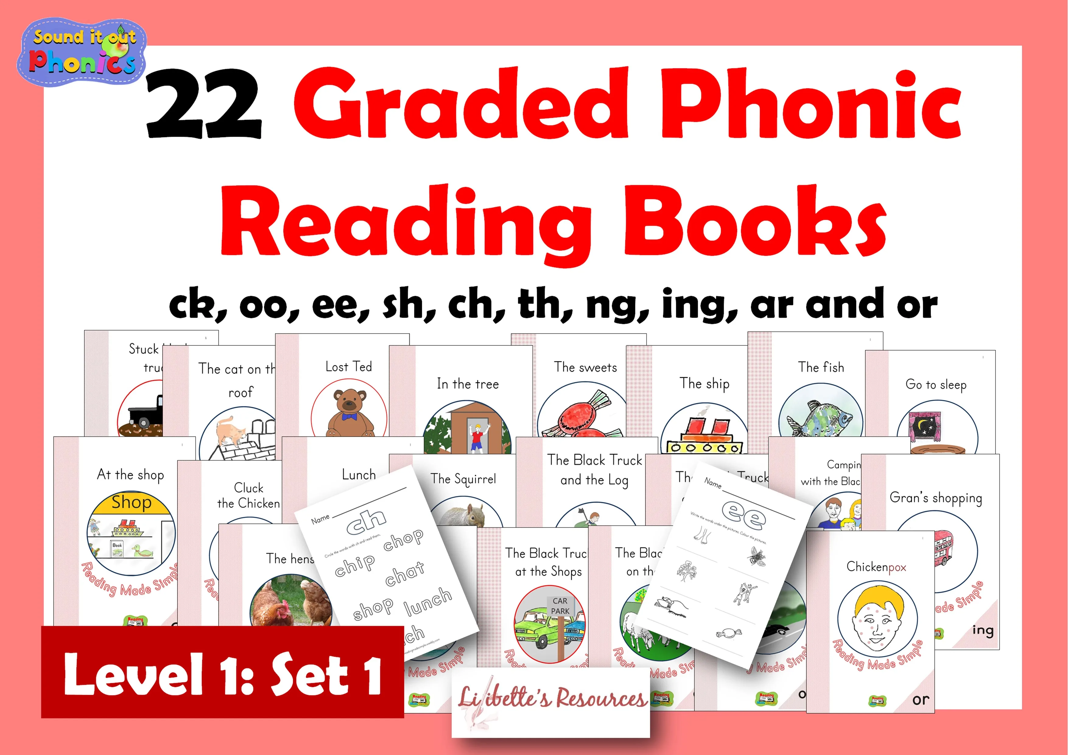 Graded Decodable Phonic Reading Books + Workbooks for Common Digraphs by Teach Simple