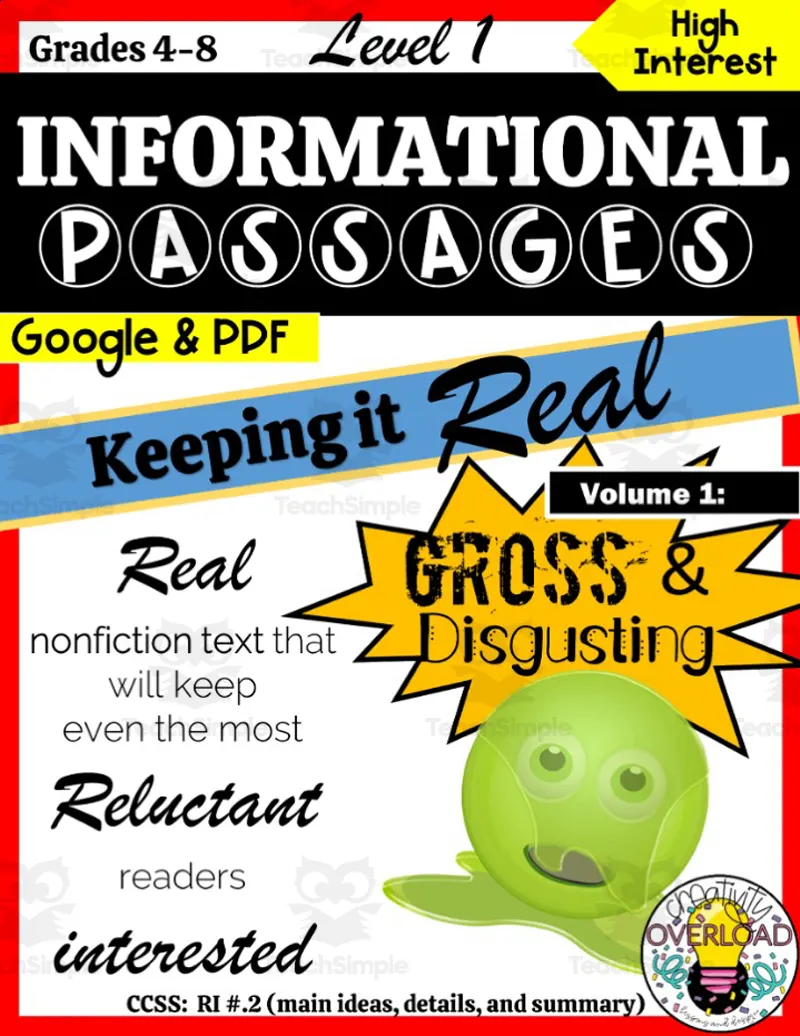Gross and Disgusting Nonfiction Texts by Teach Simple