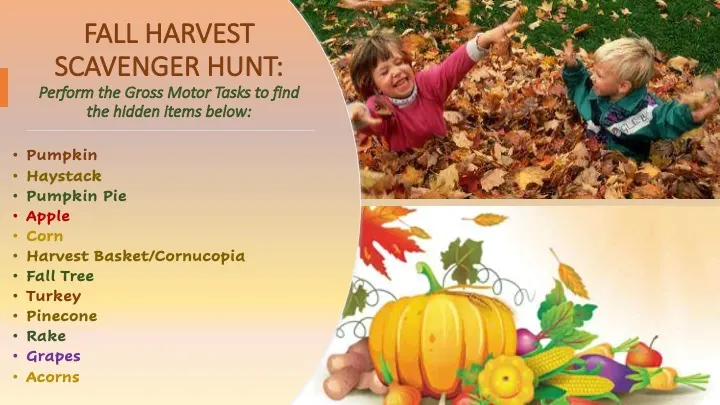 Gross Motor Activity: Fall Harvest Scavenger Hunt by Teach Simple