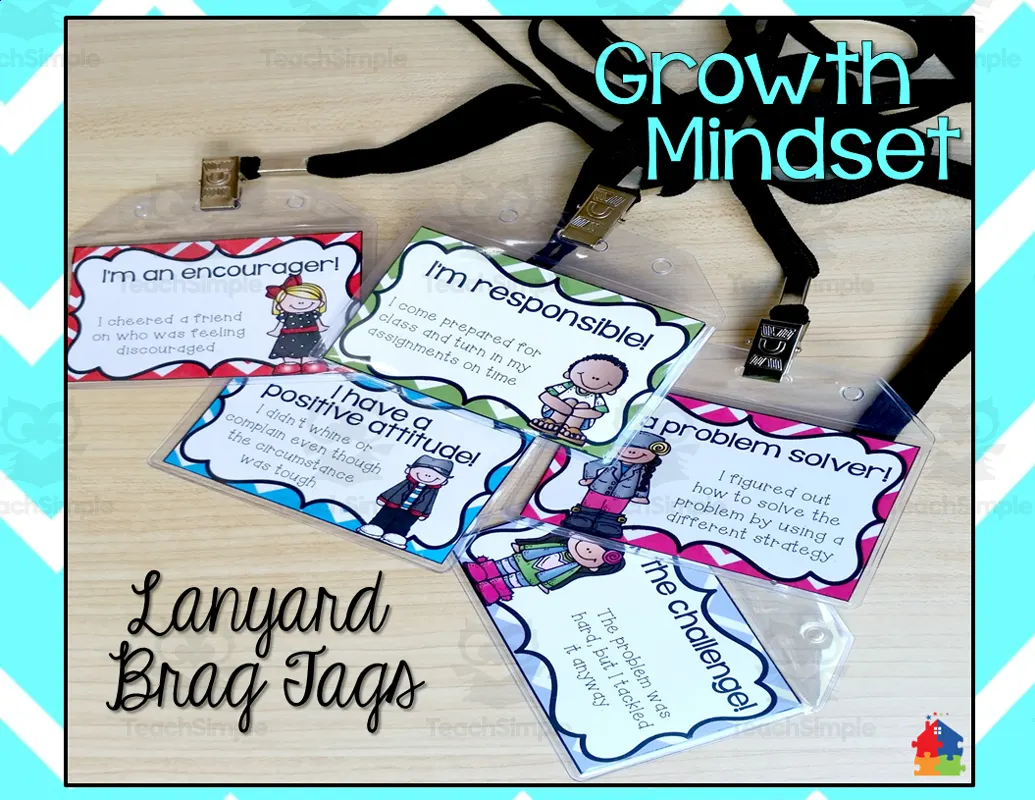 Growth Mindset Lanyard Brag Tags by Teach Simple