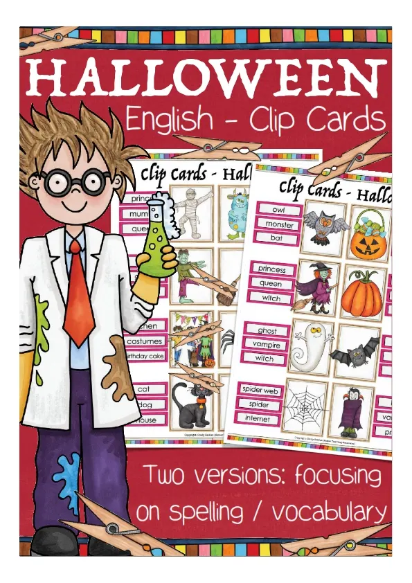 Halloween Clip Cards for Practicing Spelling & Vocabulary by Teach Simple
