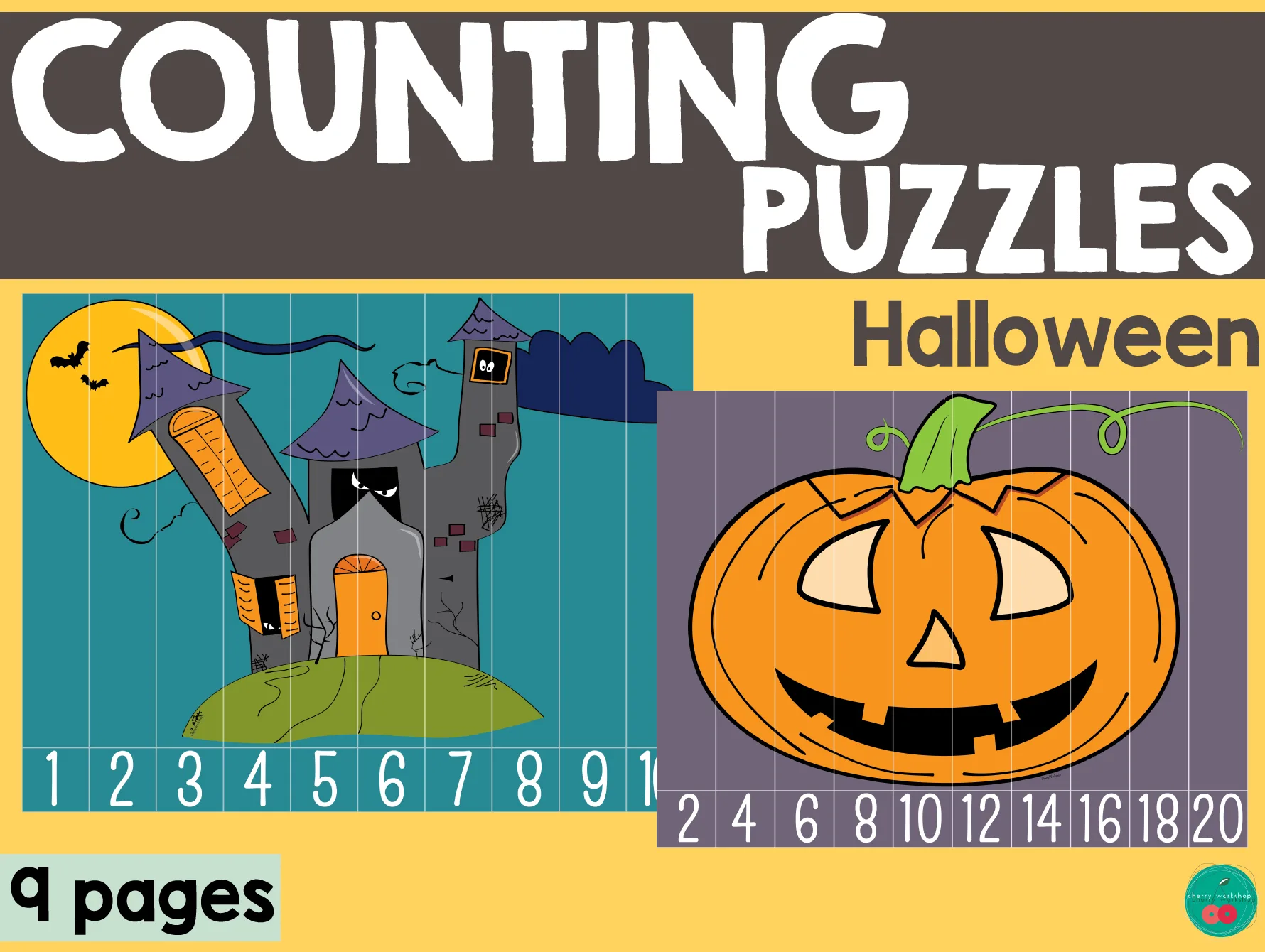 Halloween Counting Number Puzzles by Teach Simple