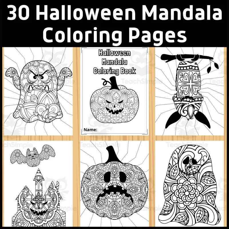 Halloween Mandala Coloring Book | Holiday Coloring Pages by Teach Simple