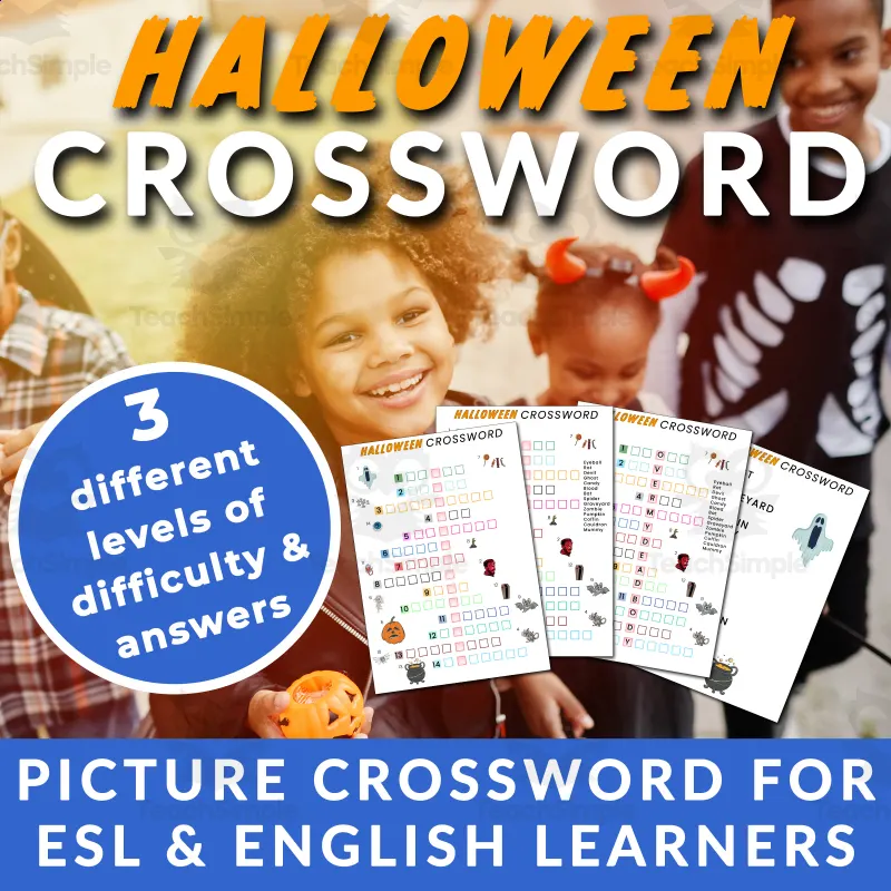 Halloween Picture Crossword | No Prep English & ESL Vocabulary Lesson ...