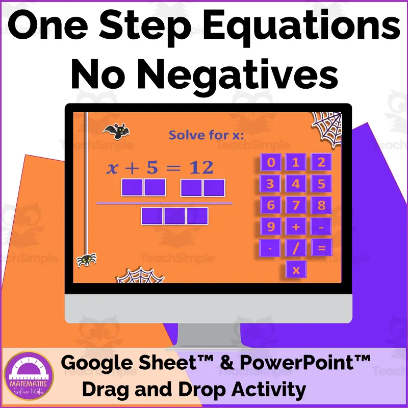 Halloween Solving One Step Equations Activities No Negatives by Teach ...