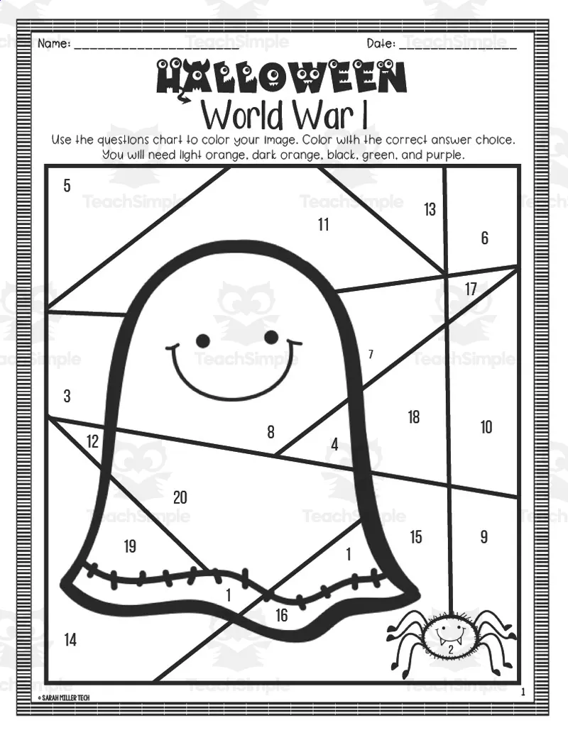 Halloween World War I Coloring Activity by Teach Simple