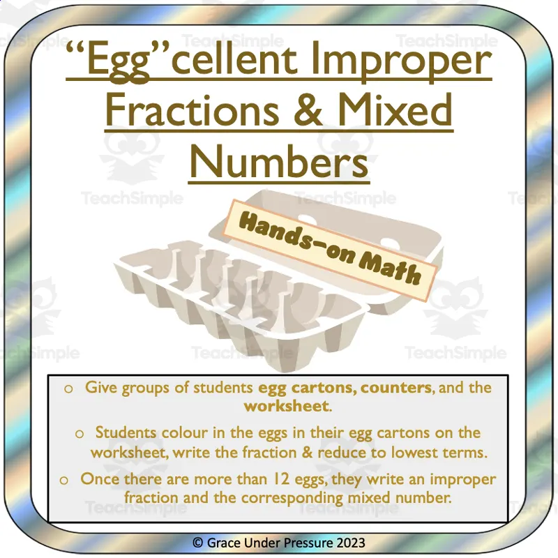 Hand-on Fractions Activity: Improper Fractions and Mixed Numbers with ...