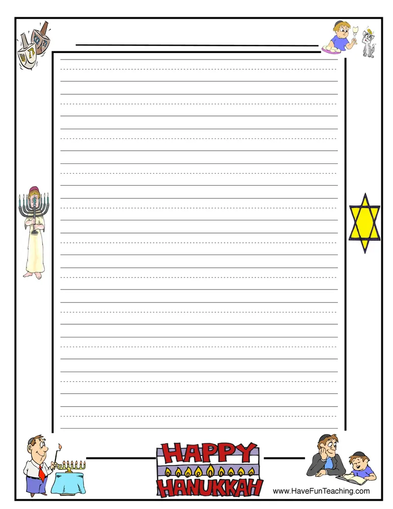 Hanukkah Writing Paper by Teach Simple