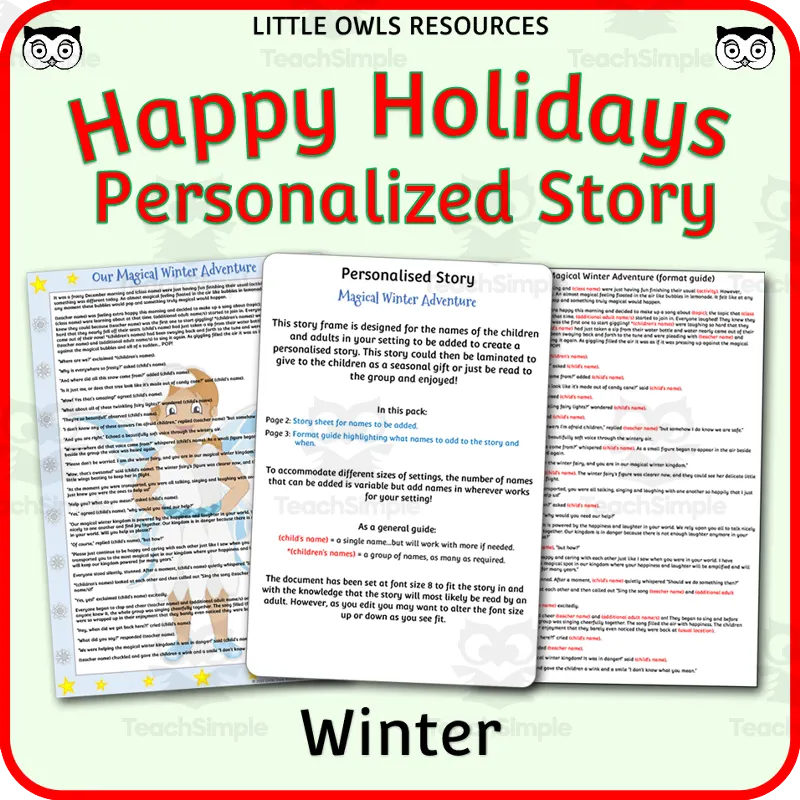 Happy Holidays Personalized Story - (Winter) by Teach Simple