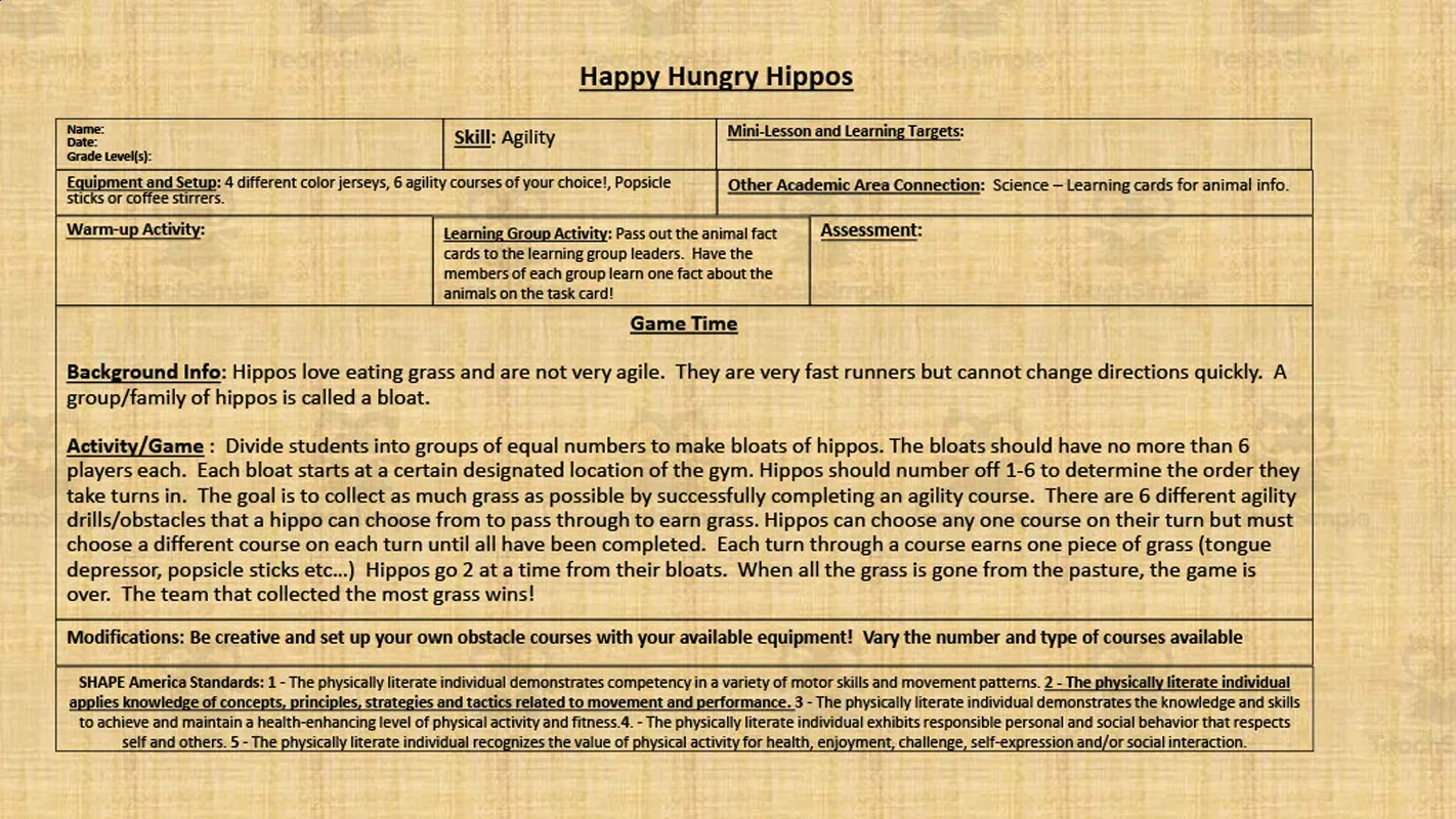 Happy Hungry Hippos Agility Game by Teach Simple