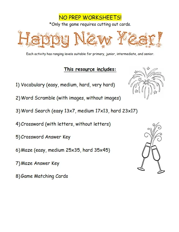 Happy New Year! Activities by Teach Simple