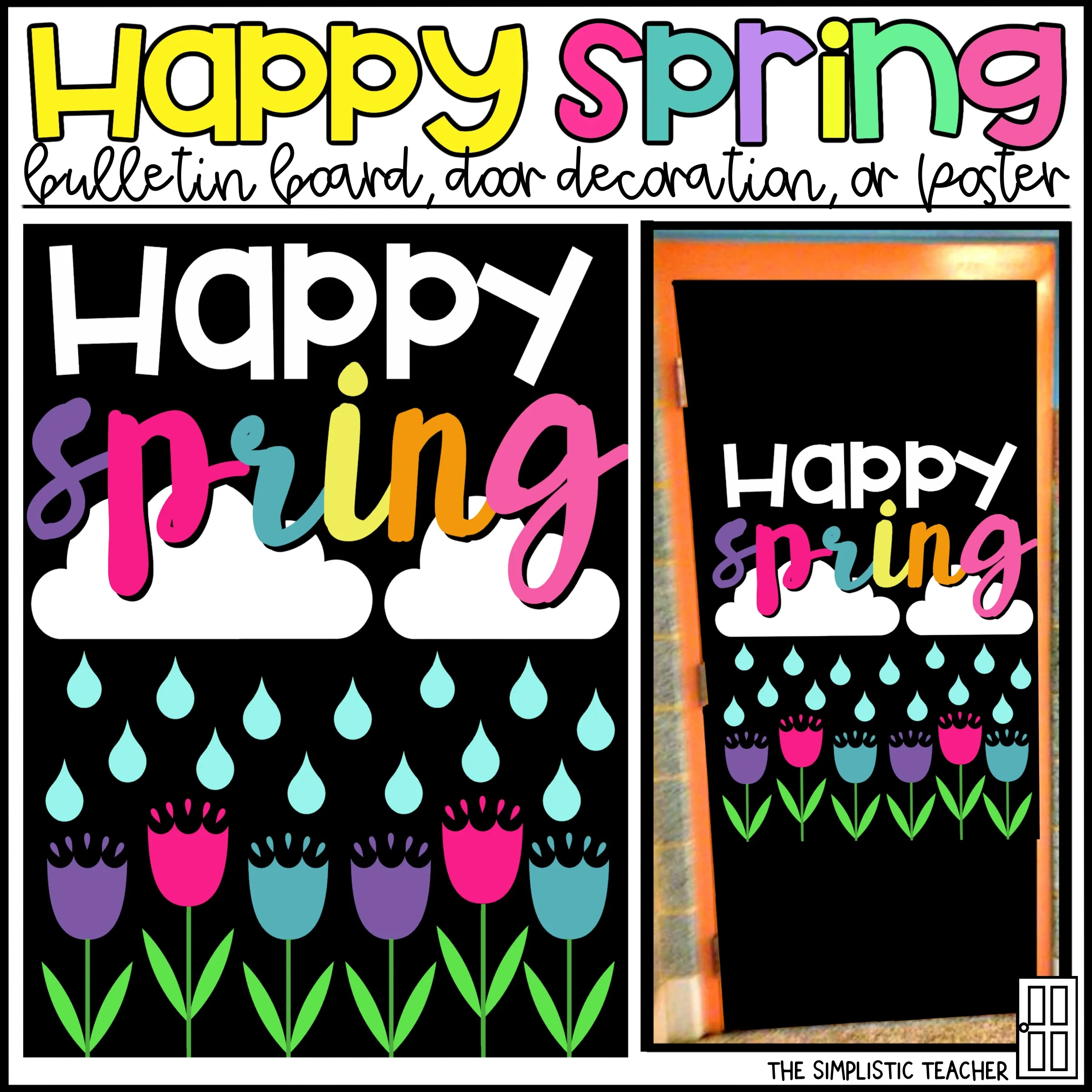 Happy Spring March/April Bulletin Board Kit, Door Decoration Set, or ...