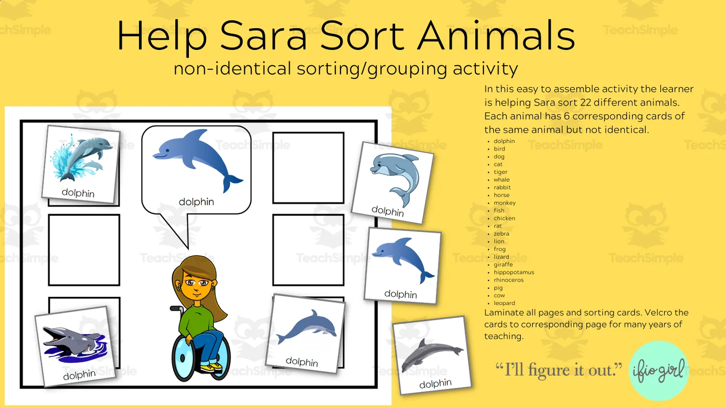 Help Sara Sort Animals - non-identical sorting/grouping activity by ...