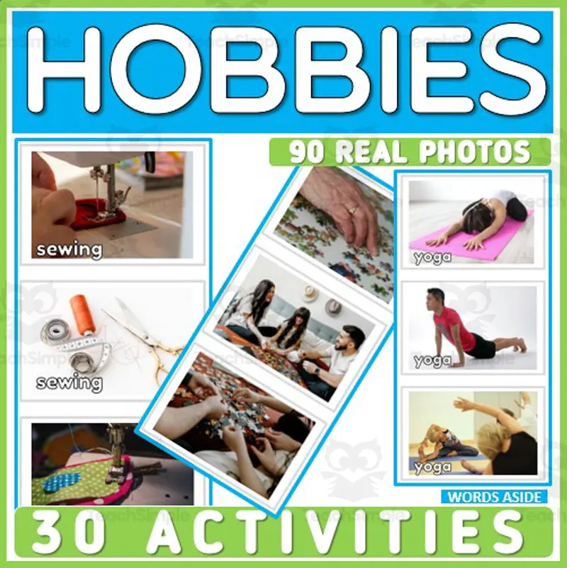Hobbies Flash Cards Vocabulary Resource | Real Photos by Teach Simple