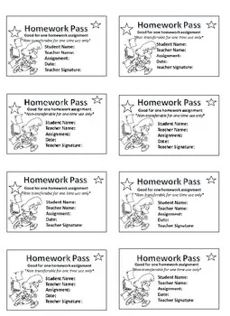 Homework passes by Teach Simple