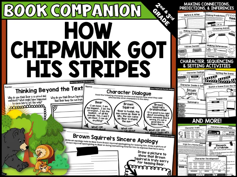 How Chipmunk Got His Stripes Interactive Read-Aloud Activities by Teach ...