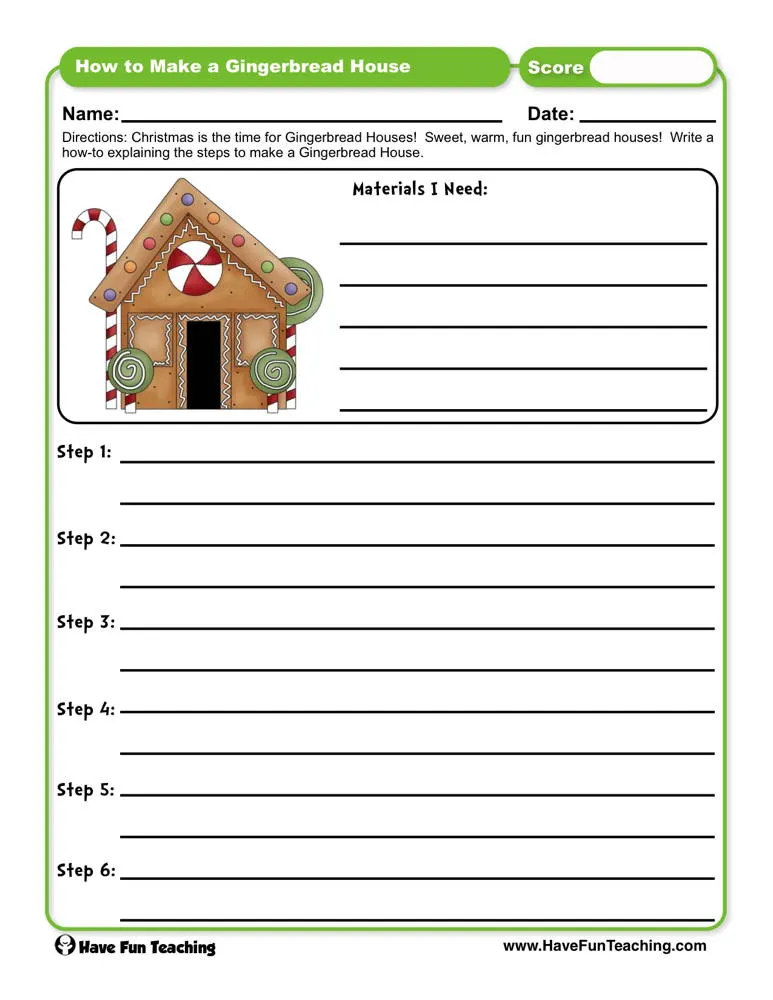 How to Make a Gingerbread House Worksheet by Teach Simple