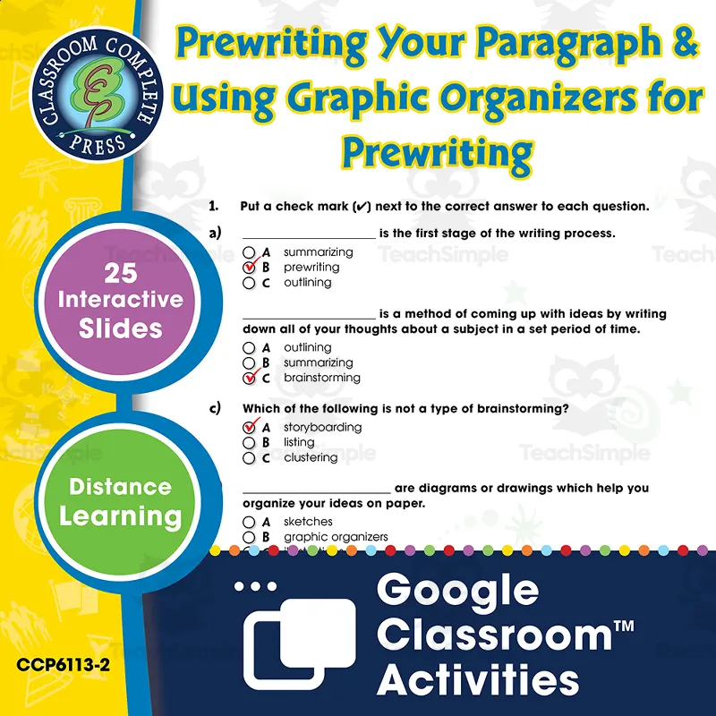 How to Write a Paragraph: Prewriting Your Paragraph & Using Graphic ...
