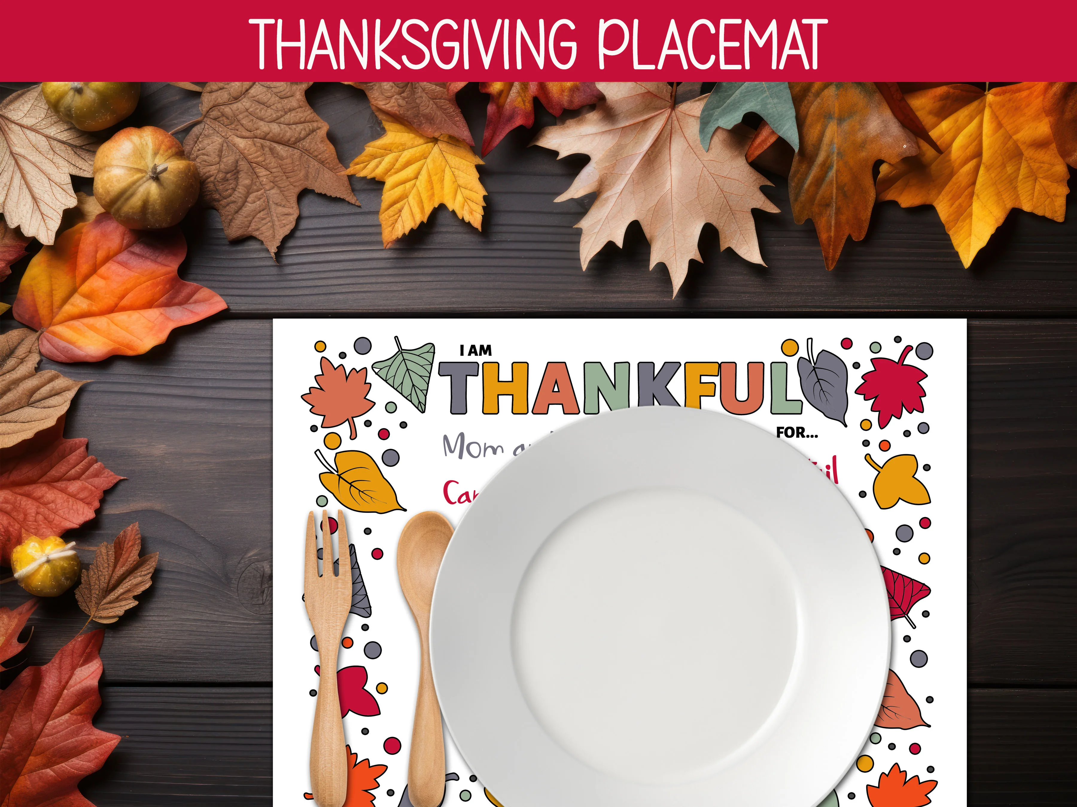 I am Grateful Writing Prompt, Thanksgiving Placemat, Coloring Activity ...