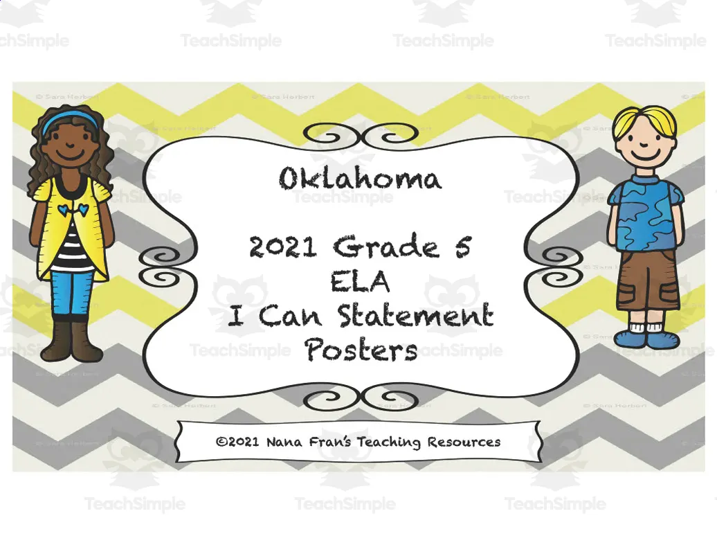 I Can Statement Anchor Charts | 5th Grade ELA | Oklahoma Standards by ...