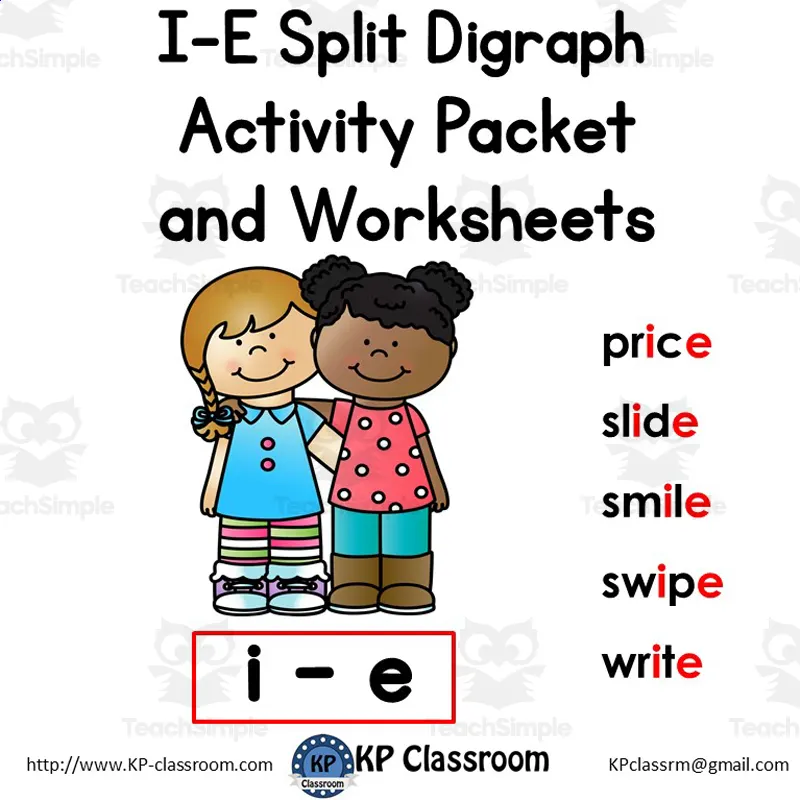 I-E Split Digraph Activity Packet and Worksheets by Teach Simple
