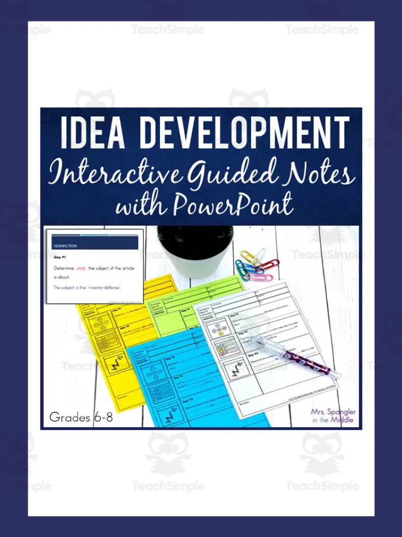 Idea Development Guided Notes + PowerPoint by Teach Simple