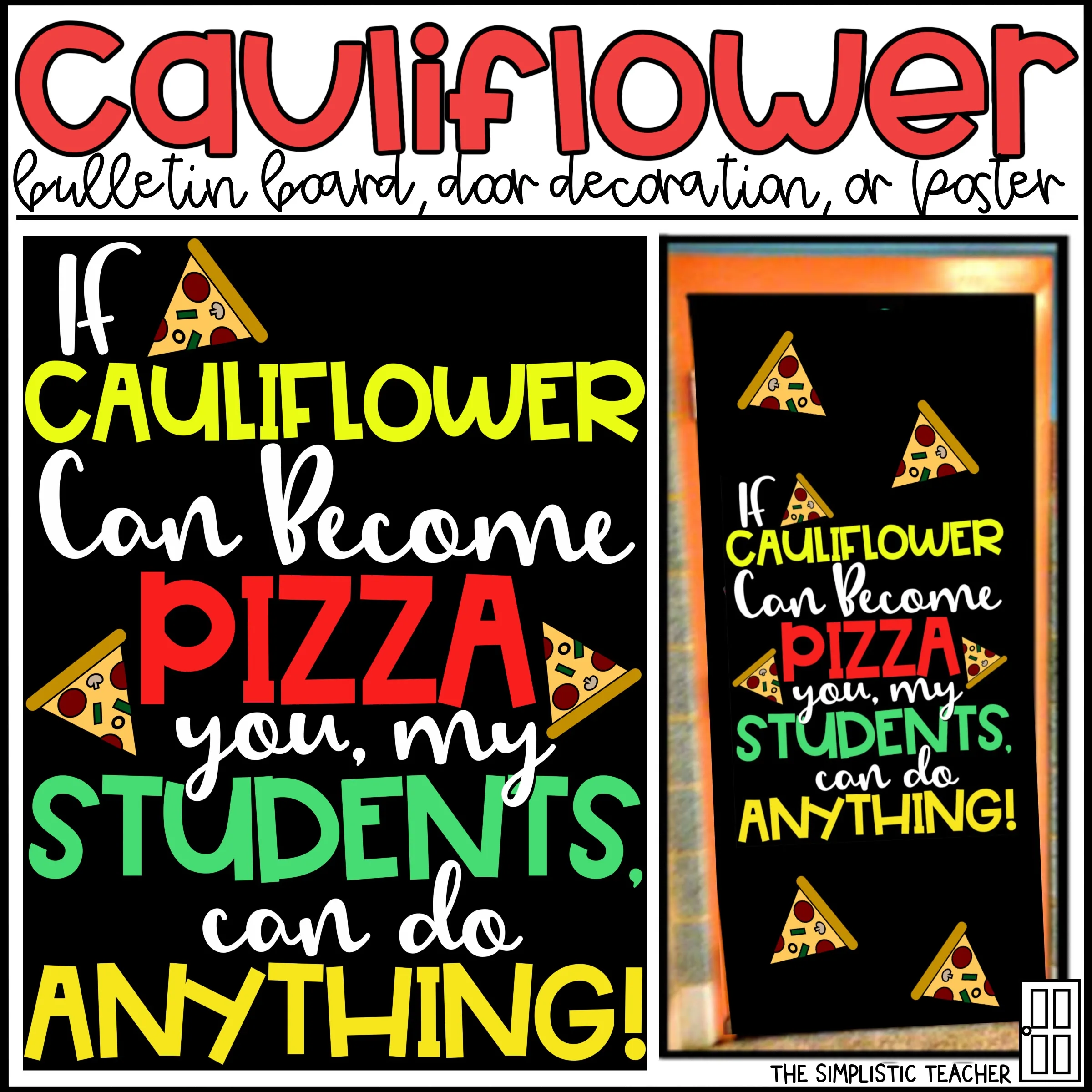 If Cauliflower Can Become Pizza Bulletin Board Kit, Door Decoration Set ...