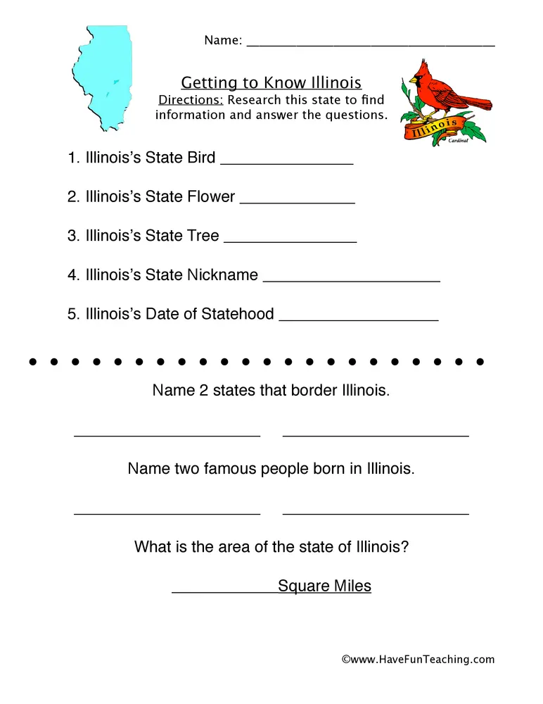 Illinois Worksheet by Teach Simple