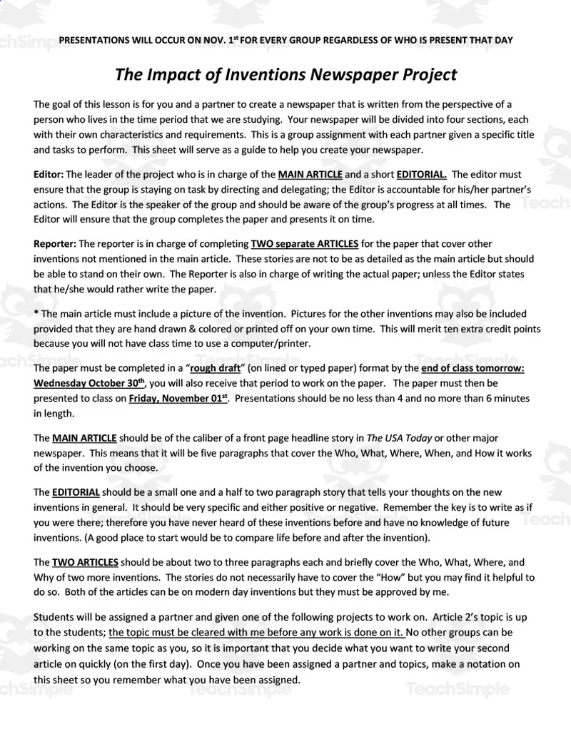 Industrial Revolution Newspaper Project by Teach Simple Industrial Revolution Newspaper Project by Teach Simple