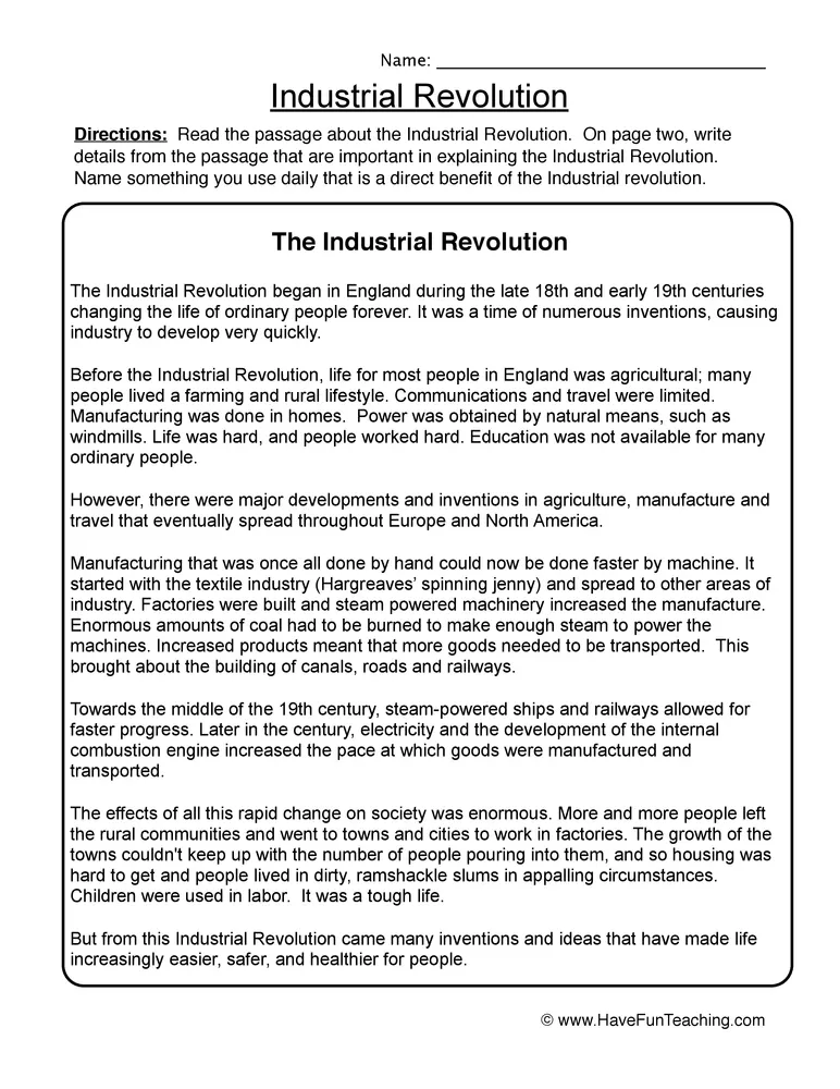 Industrial Revolution Worksheet by Teach Simple Industrial Revolution Worksheet by Teach Simple