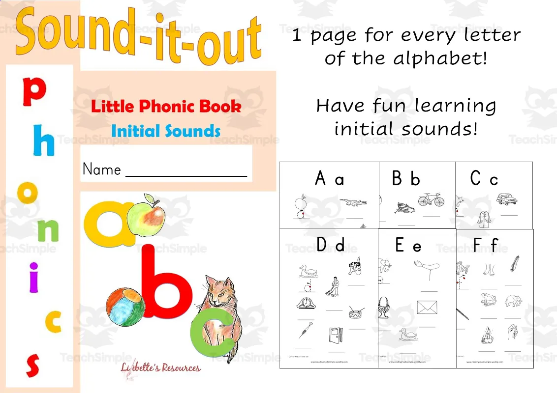 Initial sounds - Phonics Workbook by Teach Simple