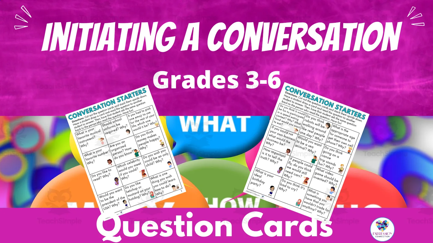 Initiating A Conversation Social Skills Question Cards Grades 3-6 by ...
