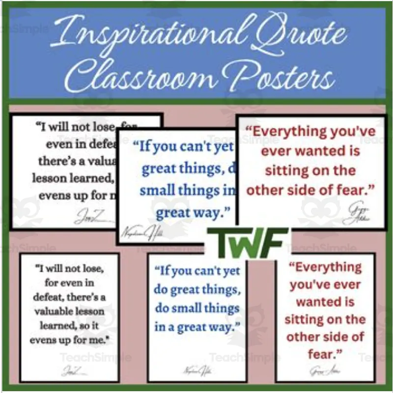 Inspirational Quote Posters Portrait -15 Inspirational Class Posters by ...