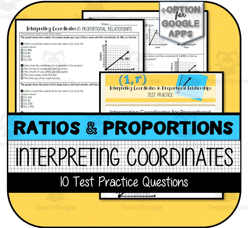 Interpreting Coordinates in Proportional Relationships TEST PRACTICE by ...