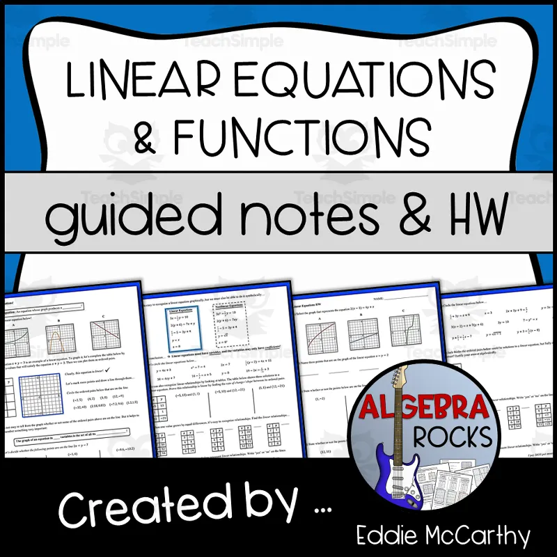 Into to Linear Functions Guided Notes + Homework Set by Teach Simple